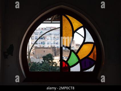 Chateau Neuf fort stained Glass window, North Africa, Oran, Algeria ...