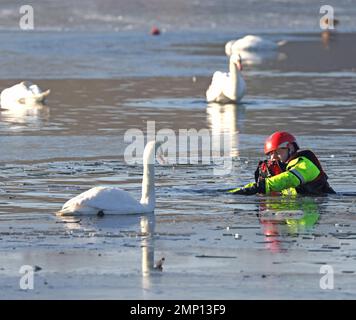 Fire and rescue crews from Stanground and Dogsthorpe White Watch carry ...