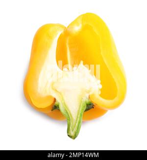Cut yellow bell pepper isolated on white Stock Photo - Alamy