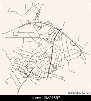 Street roads map of the KLEINLINDEN DISTRICT, GIESSEN Stock Vector ...