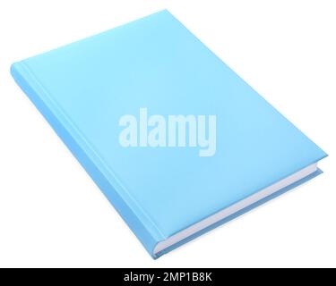 Stylish light blue notebook isolated on white, top view Stock Photo - Alamy