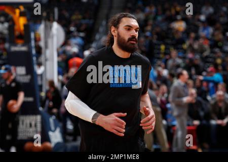 Oklahoma City Thunder center Steven Adams (12) shoots against the ...