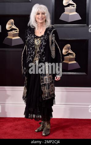 Emmylou Harris arrives at the 60th annual Grammy Awards at Madison ...