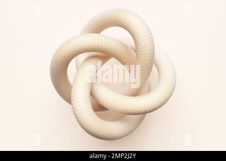 3D illustration of a white node. Fantastic shape .Simple geometric ...