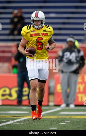 South Squad quarterback Kurt Benkert of Virginia in action during the ...