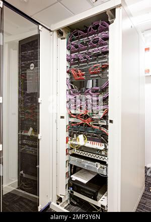Server room, database and mainframe of network at center, software ...