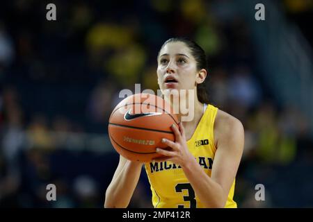 Michigan guard Katelynn Flaherty (3) shoots defended by Villanova guard ...