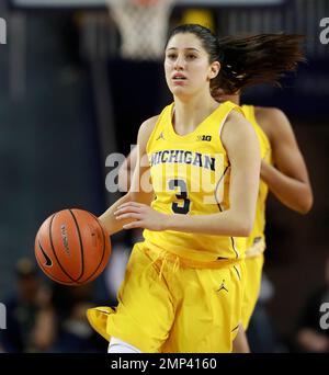 Michigan guard Katelynn Flaherty brings the ball up court during the ...