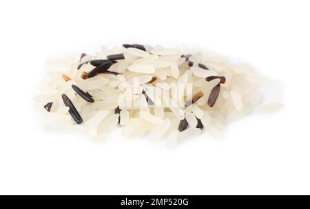 Mix of brown and polished rice isolated on white Stock Photo - Alamy