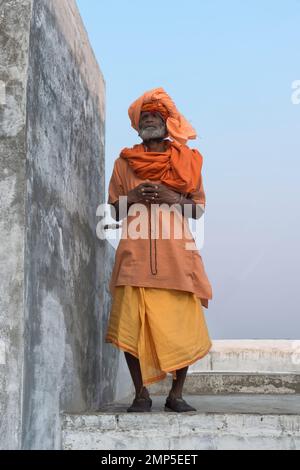 Sadhu in saffron colour garments, For Editorial Use Only, Allahabad ...