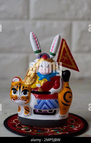 Chinese traditional handmade craftwork 'Tu'er Ye' or Rabbit God Stock ...