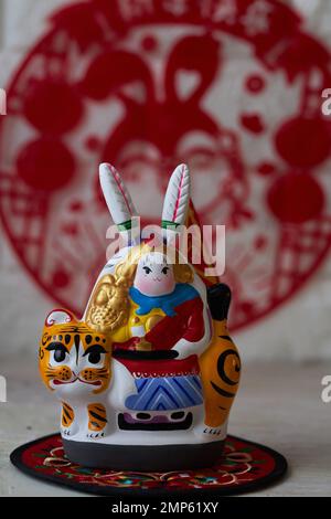Chinese traditional handmade craftwork 'Tu'er Ye' or Rabbit God Stock ...
