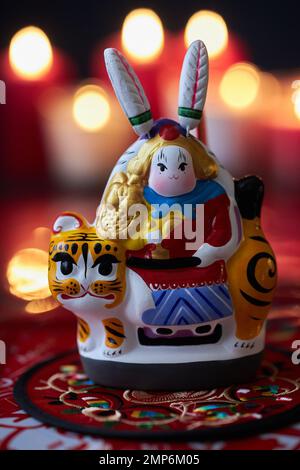 Chinese traditional handmade craftwork 'Tu'er Ye' or Rabbit God Stock ...