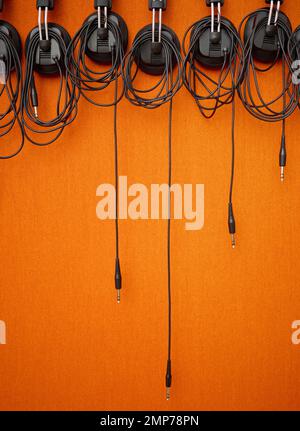 Cables Hanging On Wall Of Recording Studio Stock Photo - Alamy