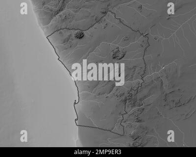 Erongo, region of Namibia. Grayscale elevation map with lakes and ...
