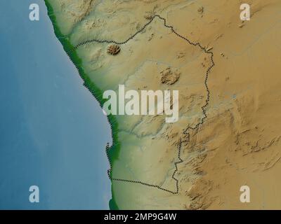 Erongo, region of Namibia. Elevation map colored in wiki style with ...