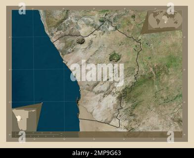 Erongo, region of Namibia. High resolution satellite map. Locations of ...