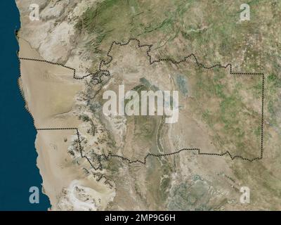 Hardap, region of Namibia. High resolution satellite map. Locations of ...