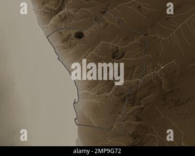 Erongo, region of Namibia. Colored elevation map with lakes and rivers ...