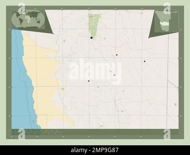 Hardap, region of Namibia. Open Street Map. Locations and names of ...