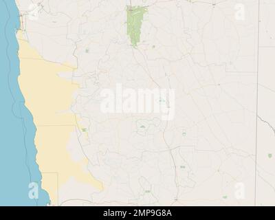 Hardap, region of Namibia. Open Street Map. Locations and names of ...