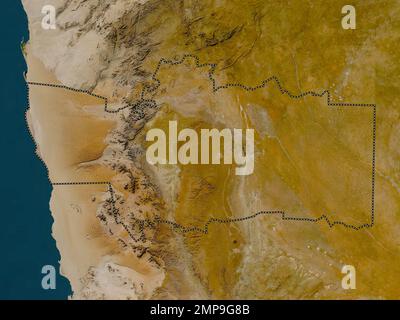 Hardap, region of Namibia. Low resolution satellite map. Locations and ...
