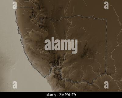 !Karas, region of Namibia. Colored elevation map with lakes and rivers ...