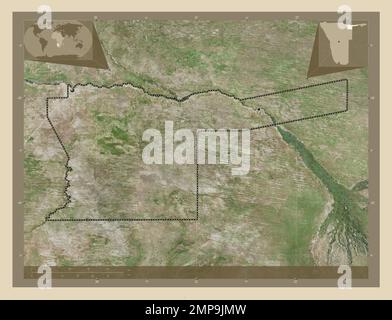 Kavango East, region of Namibia. High resolution satellite map Stock ...