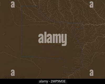 Kavango West, region of Namibia. Colored elevation map with lakes and ...