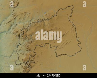 Khomas, region of Namibia. Colored elevation map with lakes and rivers ...