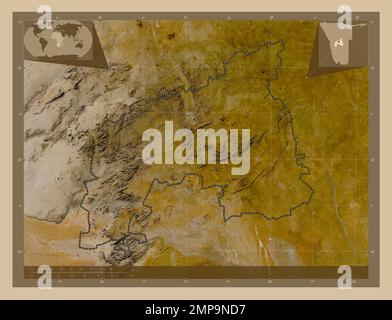 Khomas, region of Namibia. Low resolution satellite map. Locations and ...