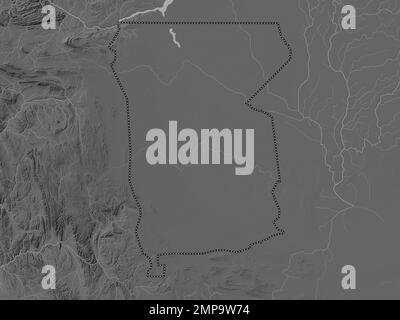 Omusati, region of Namibia. Grayscale elevation map with lakes and ...