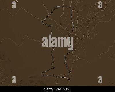 Oshana, region of Namibia. Colored elevation map with lakes and rivers ...