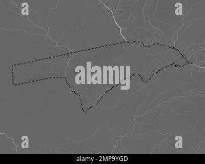Zambezi, region of Namibia. Grayscale elevation map with lakes and ...