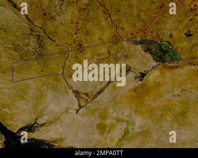 Zambezi, region of Namibia. Low resolution satellite map. Locations and ...