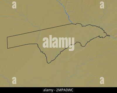 Zambezi, region of Namibia. Elevation map colored in sepia tones with ...