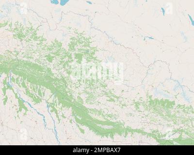 Mid-Western, development region of Nepal. High resolution satellite map ...