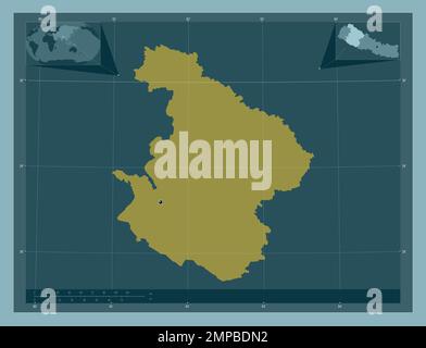 Mid-Western, development region of Nepal. Colored elevation map with ...