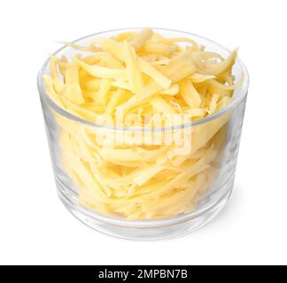 Glass bowl with grated cheese isolated on white Stock Photo - Alamy