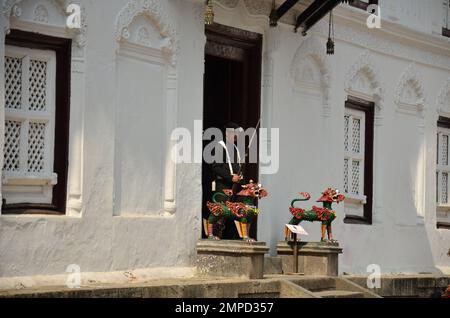Security guard nepalese people standing monitor watch out for service ...