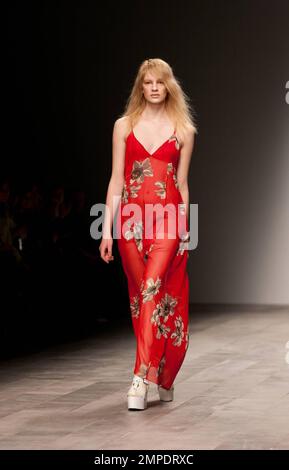 Models walk the runway for the Betty Jackson fashion show during London ...