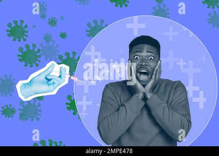 Creative abstract template graphics collage image of excited funny guy ...