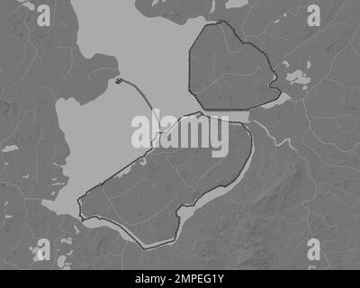 Flevoland, province of Netherlands. Bilevel elevation map with lakes ...