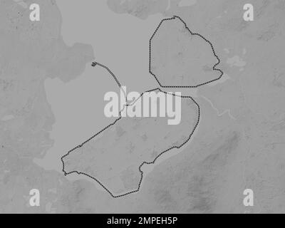 Flevoland, province of Netherlands. Grayscale elevation map with lakes ...