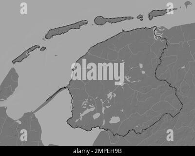 Friesland, province of Netherlands. Elevation map colored in wiki style ...