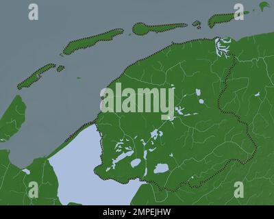 Friesland, province of Netherlands. Colored elevation map with lakes ...