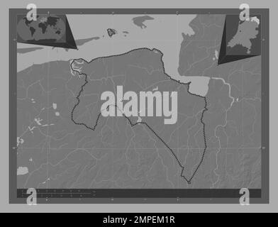 Groningen, province of Netherlands. Bilevel elevation map with lakes ...