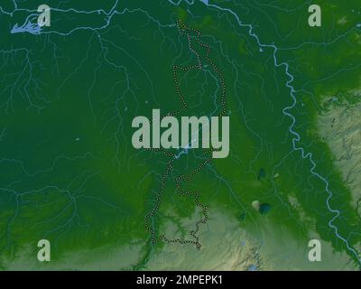 Limburg, province of Netherlands. Colored elevation map with lakes and ...