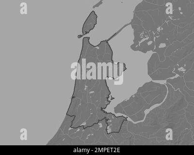 Noord-Holland, province of Netherlands. Bilevel elevation map with ...