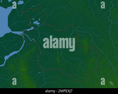 Overijssel, province of Netherlands. Colored elevation map with lakes ...